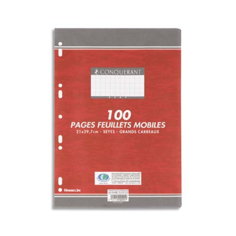 Feuillets mobiles perforés Conquerant A4 90g/m² 100 pages petits ...